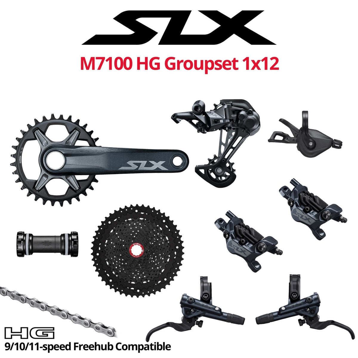 Shimano SLX M7100 Groupset w/ crankset & 4-piston brakes ...